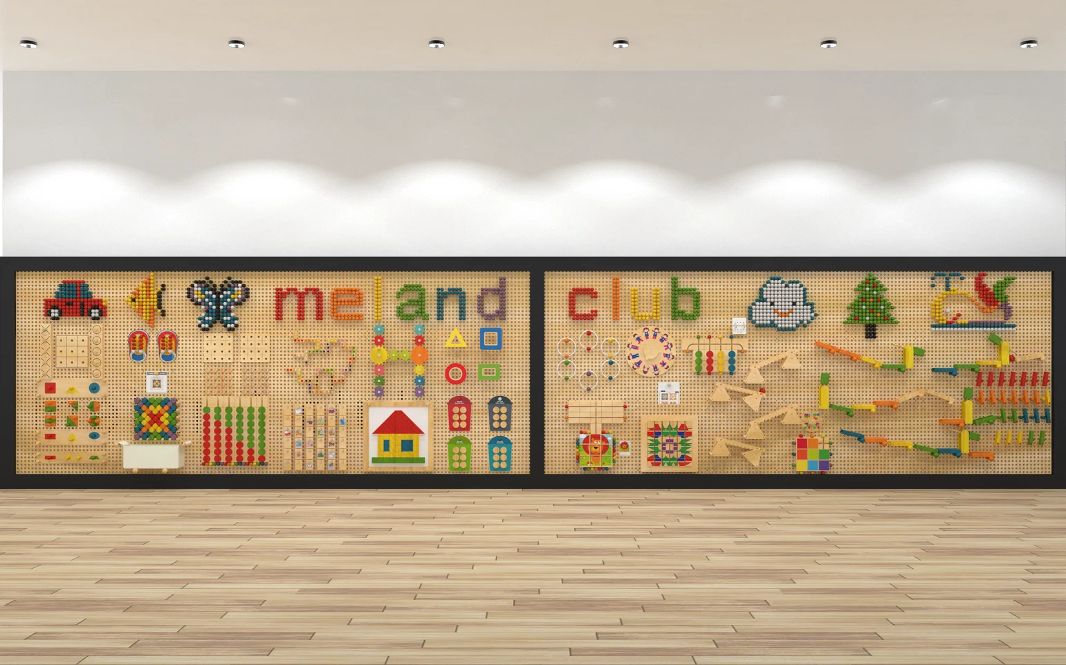 Customized Interactive Wooden Wall Panel Set Kids Educational Toys For ...