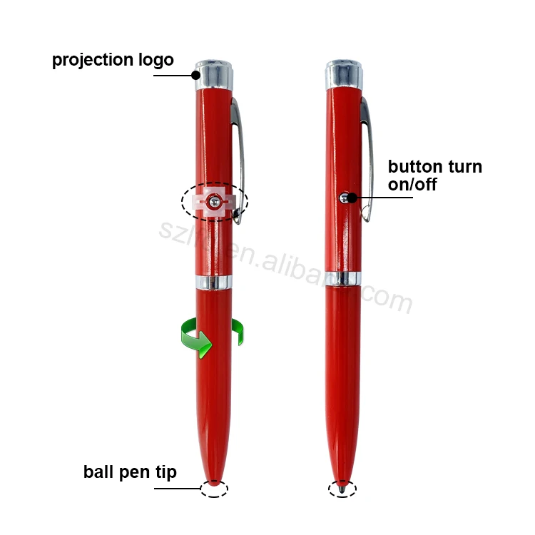 Promotional Custom Logo Ball Pen Led Glowing Rgb Flashing Torch Pens ...