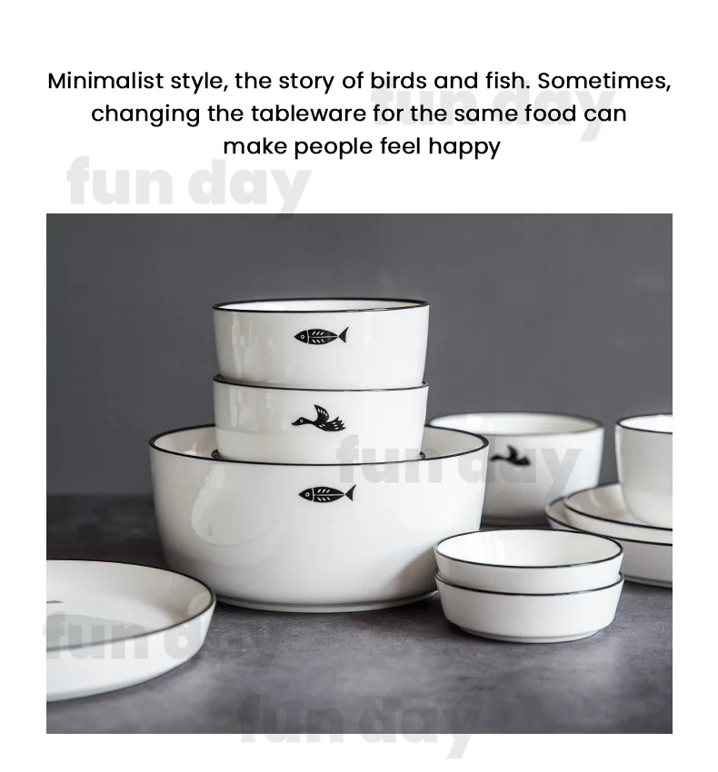 Nordic White Ceramic Dinnerware Set Bowl Disc Chopsticks Dish ...