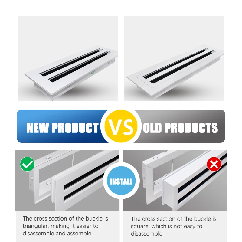 Hvac Aluminum Detachable Linear Slot Diffuser - Adjustable & Durable