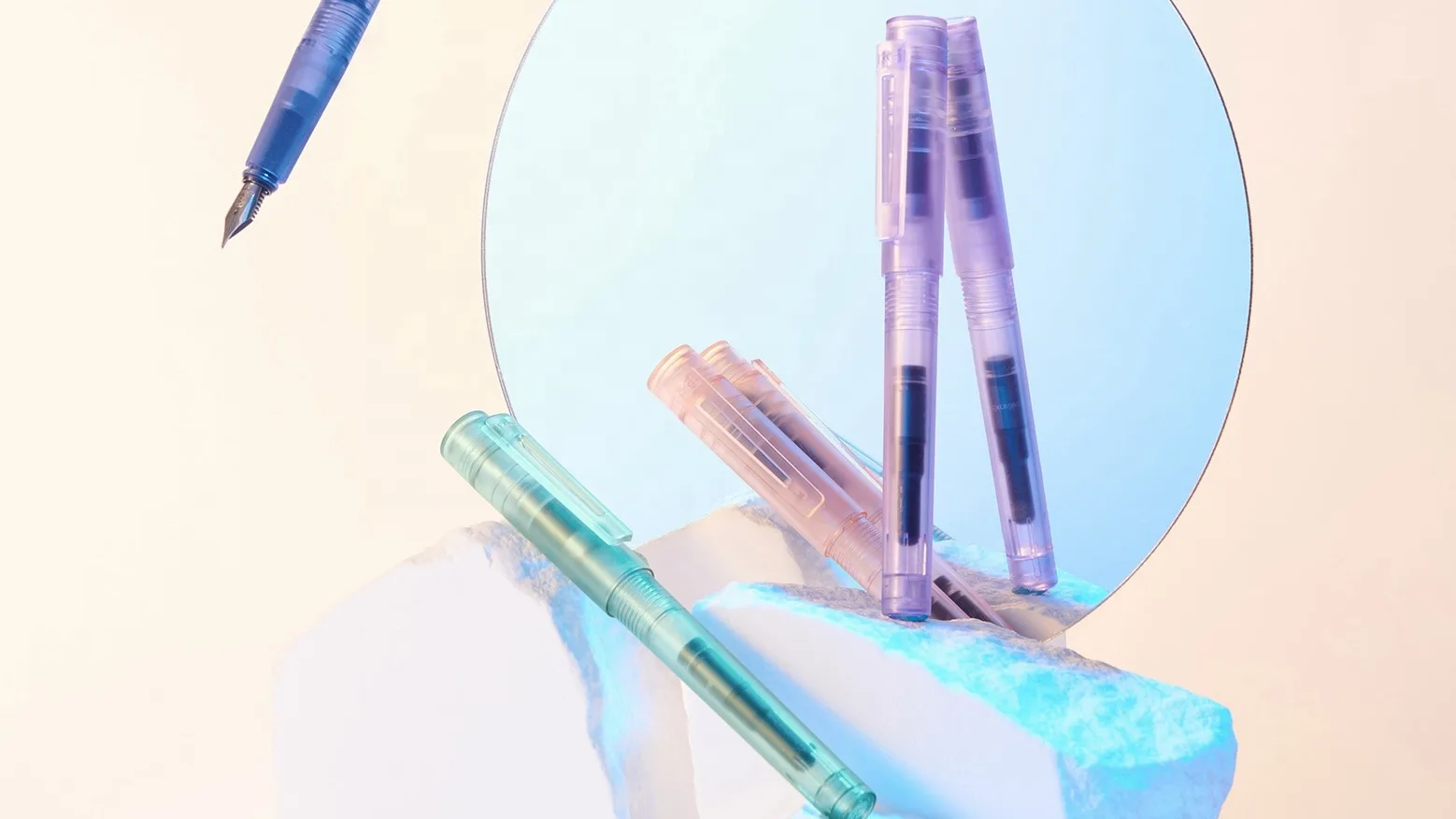 Kaco Sky Ii Fountain Pen,Green Barrel,Extra Fine Nib With 2 Black Ink ...