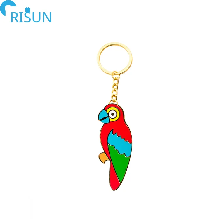 Wholesale Parakeet Feathered Enamel Keychain Llavero Custom Logo Bird ...