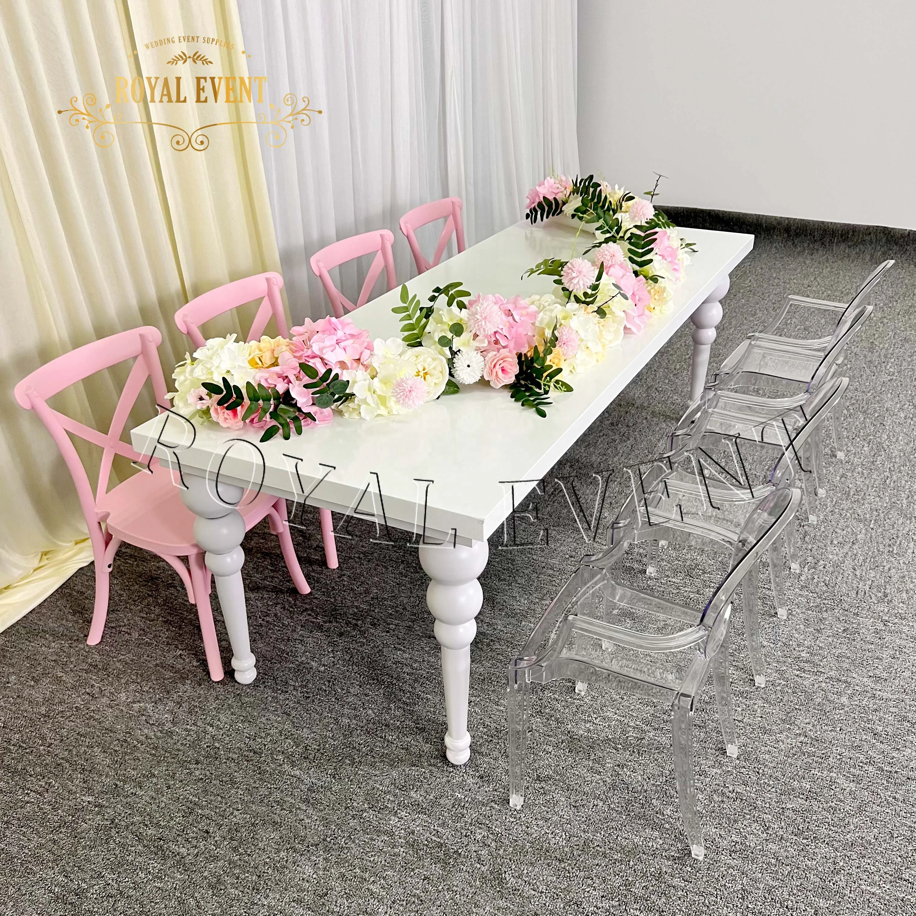 New Arrival White Stainless Steel Rectangle Kids' Table Event Party ...