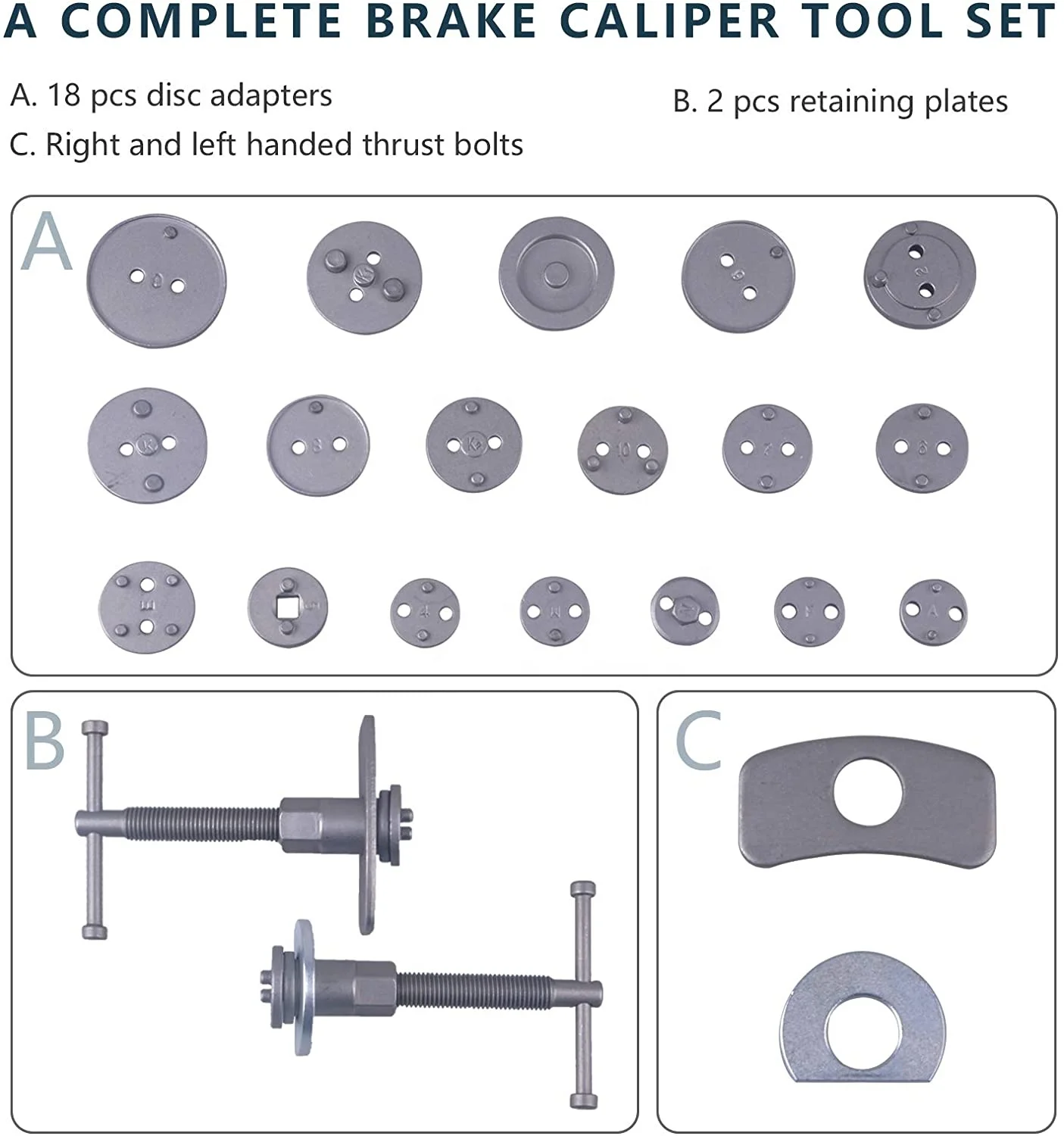 Viktec Automotive 22pc Brake Piston Rewind Pad Wind Back Tools Kit ...