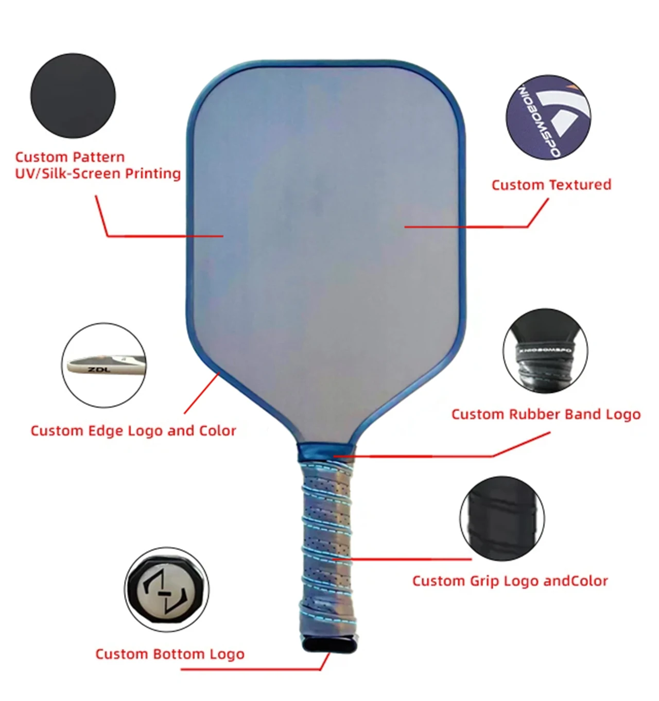 Custom Thermoformed Frosted Surface 18K Carbon Fiber Pickleball Paddle ...