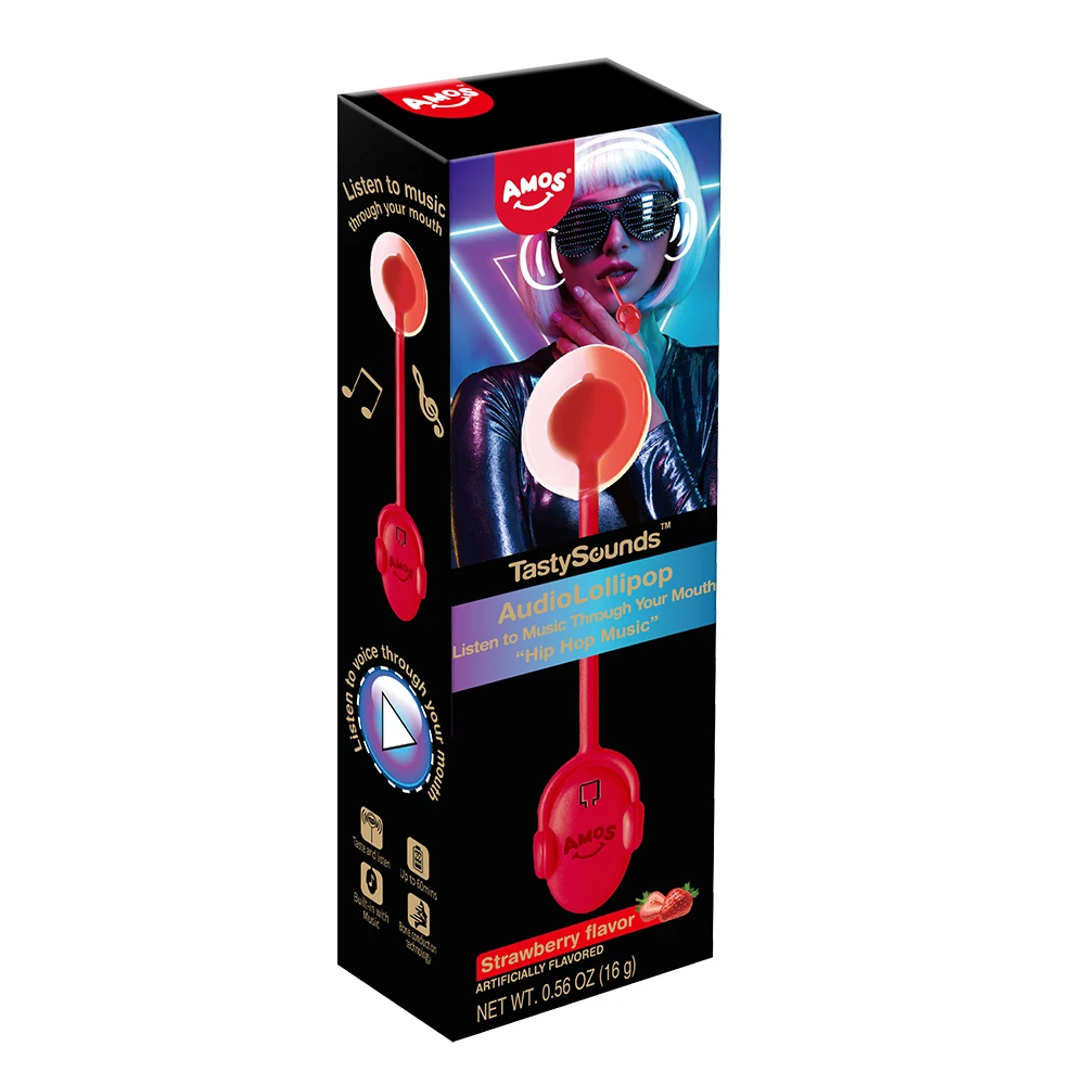 Amos Sweets Audio Lollipop Toy - Fruity Peach Flavor Hard Candy with ...
