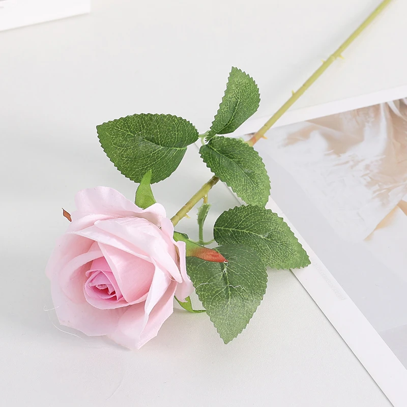 High Quality Artificial Flower Single Flannel Rose Decoration Wedding ...