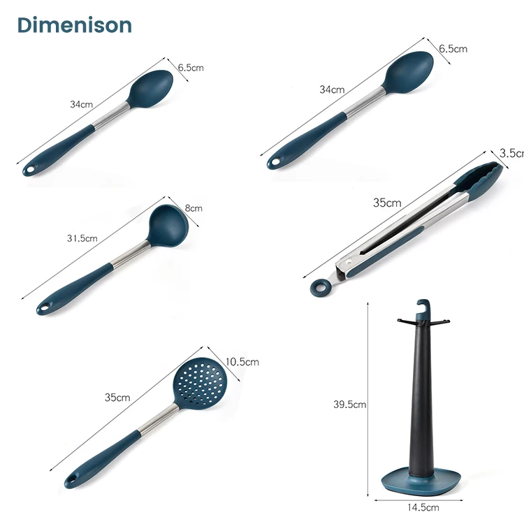 Amazon Hot Selling Kitchen Utensils Silicone With Metal Kitchen Cooking ...