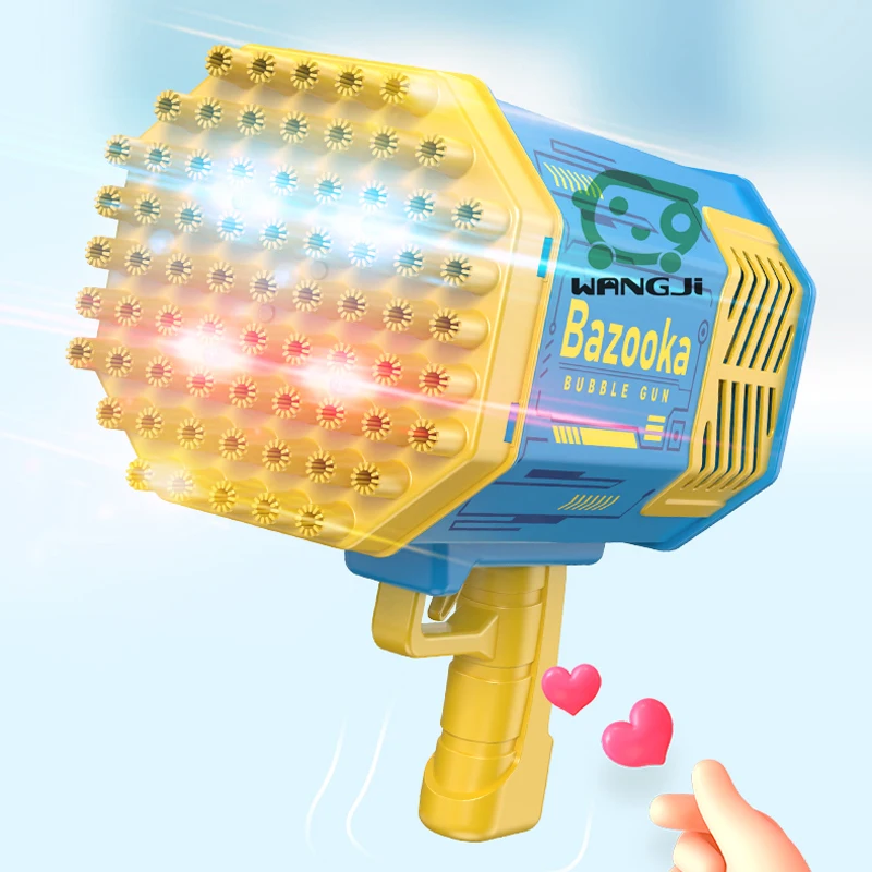 69 Holes Bubble Gun Toy Light Flash Electric Bazooka Bubble Machine ...