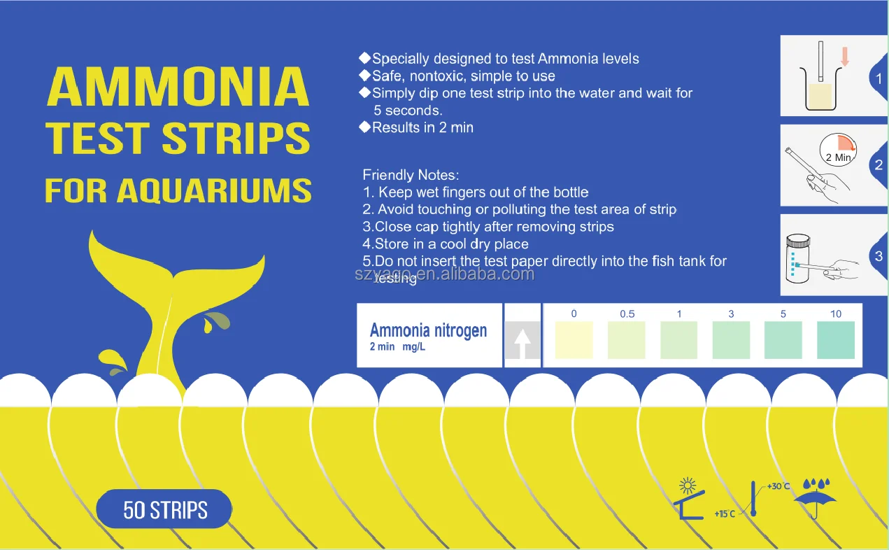 Ammonia Nitrogen Test Strips for Aquarium Water Quality