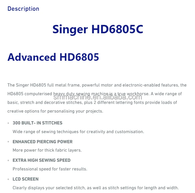 Singer Heavy Duty 6805C Sewing Machine - High-Speed & Programmable