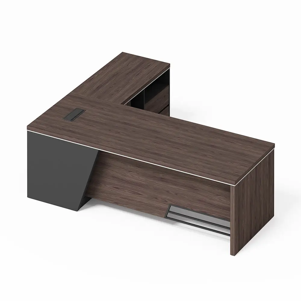 Modern Executive Office Desk Wood Walnut Office Furniture L Shape Boss ...