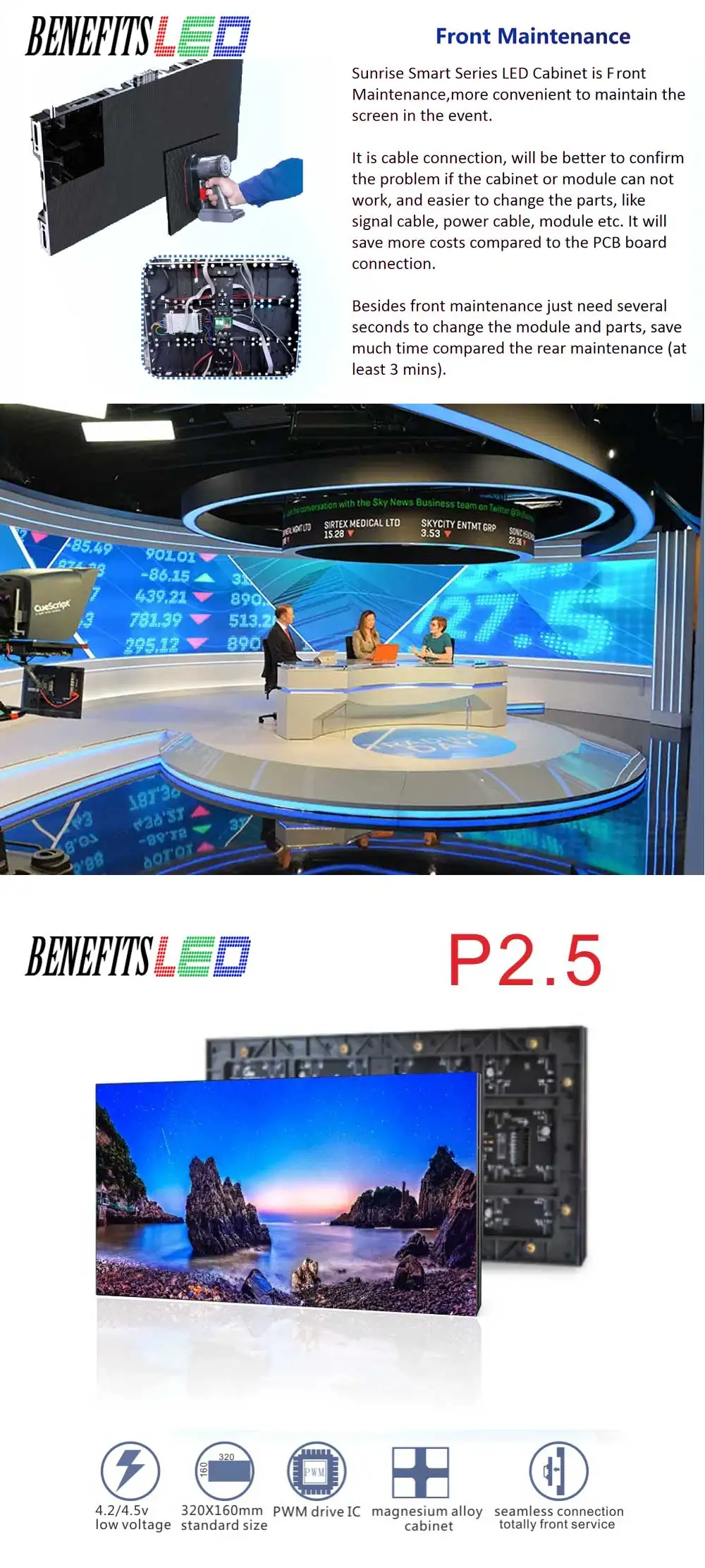 LED Display Screen Indoor P2 Module 32 * 16 Advertising TV Wall ...