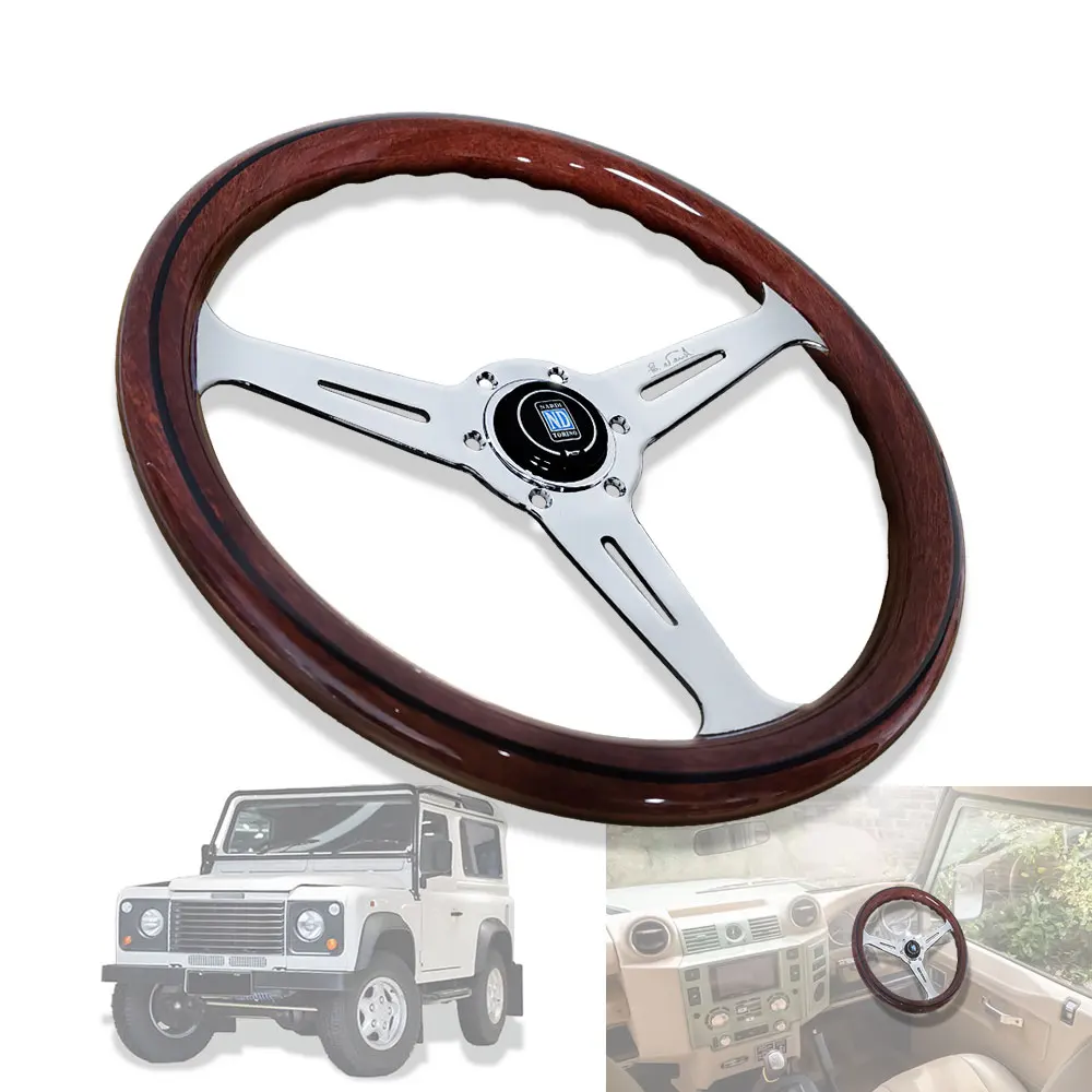 Vintage Wooden Steering Wheel for Land Rover Defender