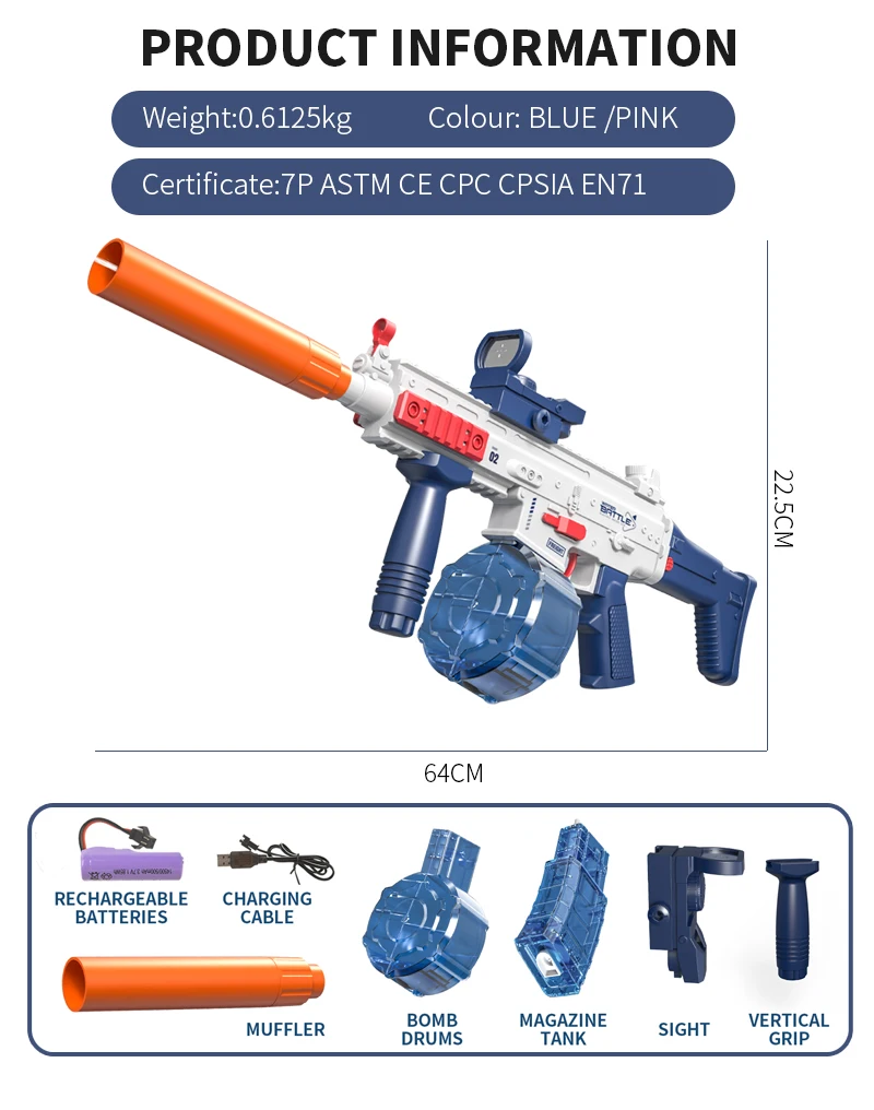 Zhorya 2024 Scar Electric Water Gun For Adult Powerful Water Squirt Gun ...