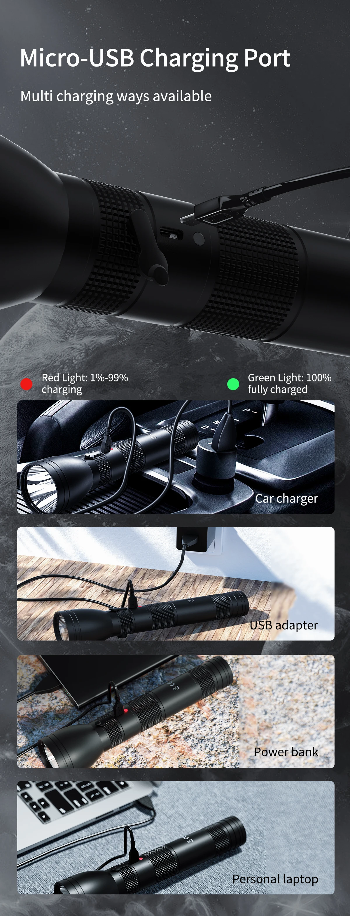 1km Long Range Hand Torch Light - Powerful & Rechargeable