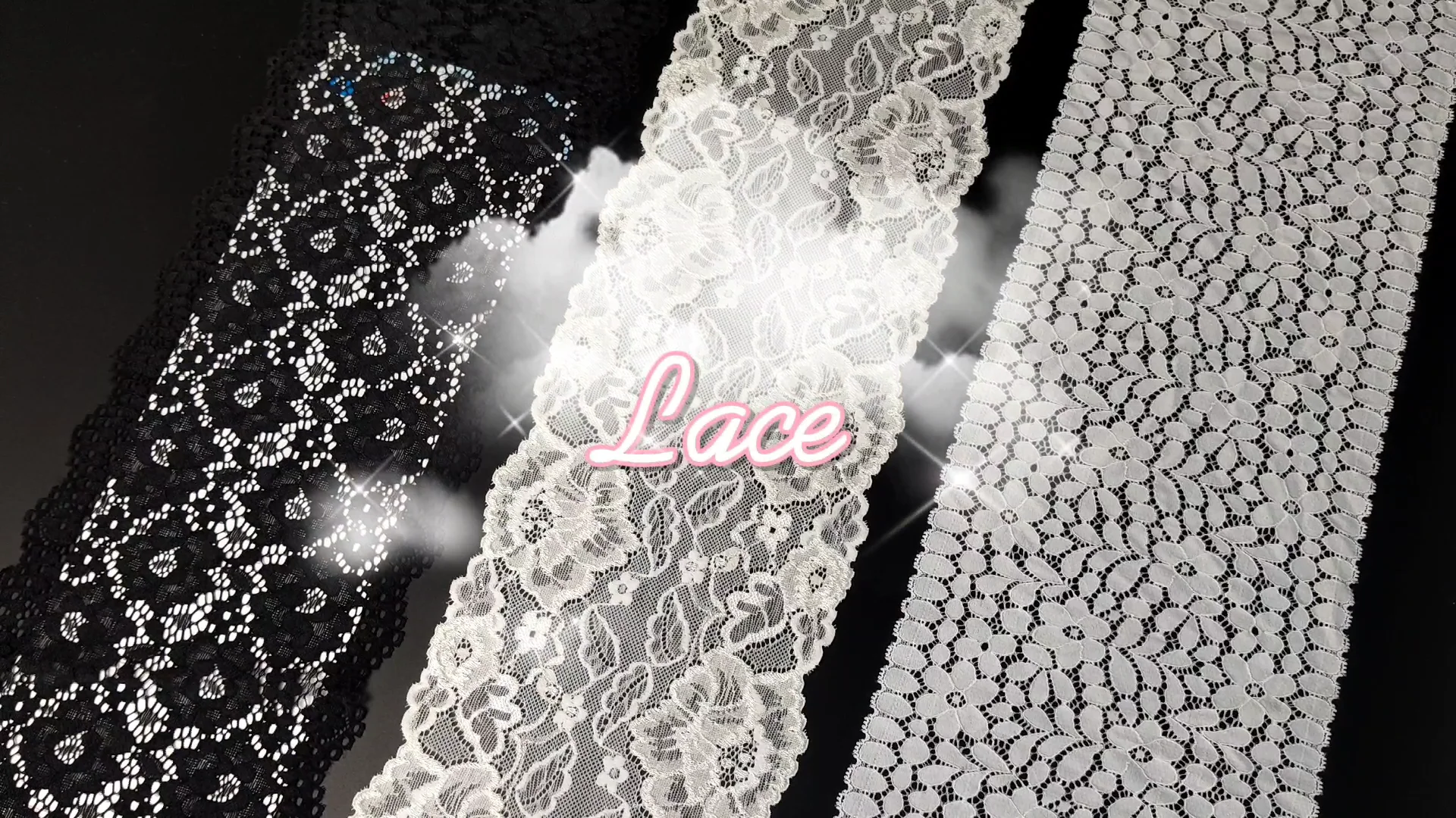 Stretch Mesh Garment Lace Trim 056363 Black Wide 17cm Unique 15 Knitted ...