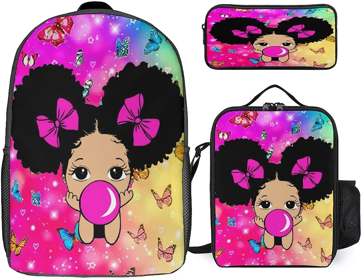 African Girls' Set Schoolbag/crossbody Bag/pen Bag Three Piece ...