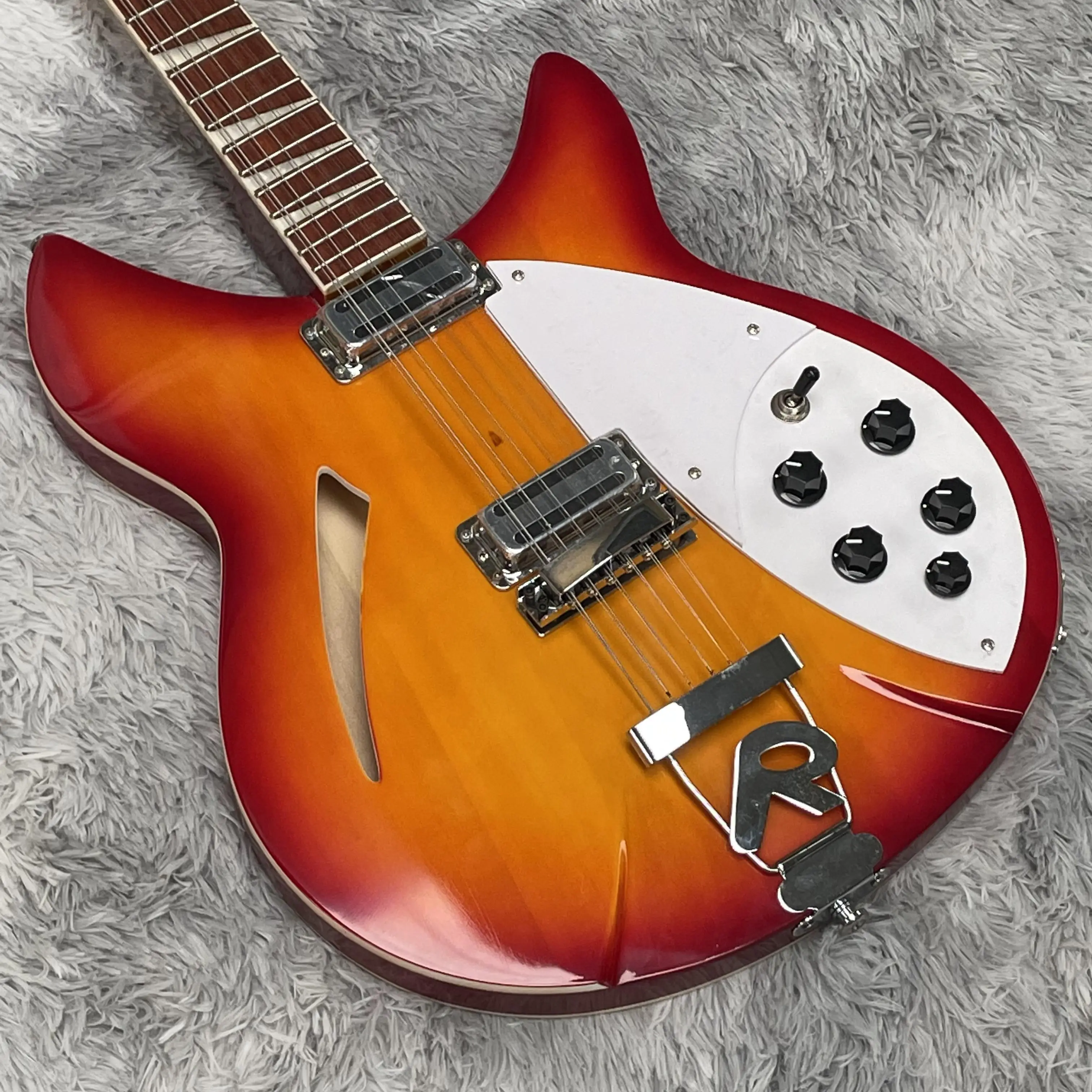 360 R-brand Semi-hollow Body Wood Sunburst Electric Guitar 12 Strings ...