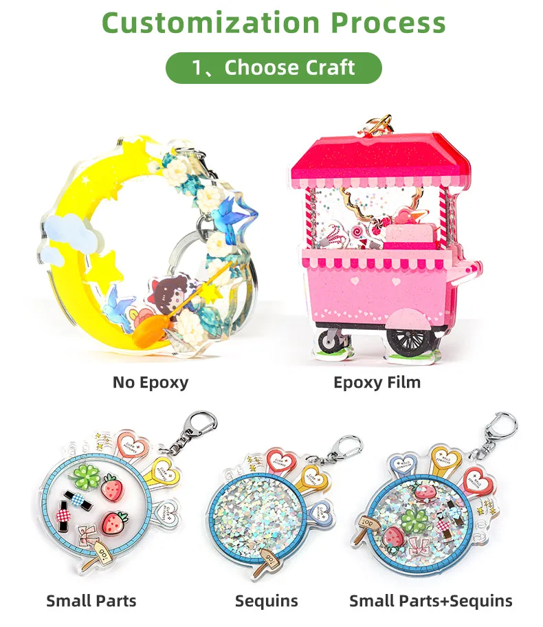 Vograce Custom Creative Acrylic Plastic Charms - Rainbow Shaker Keychain