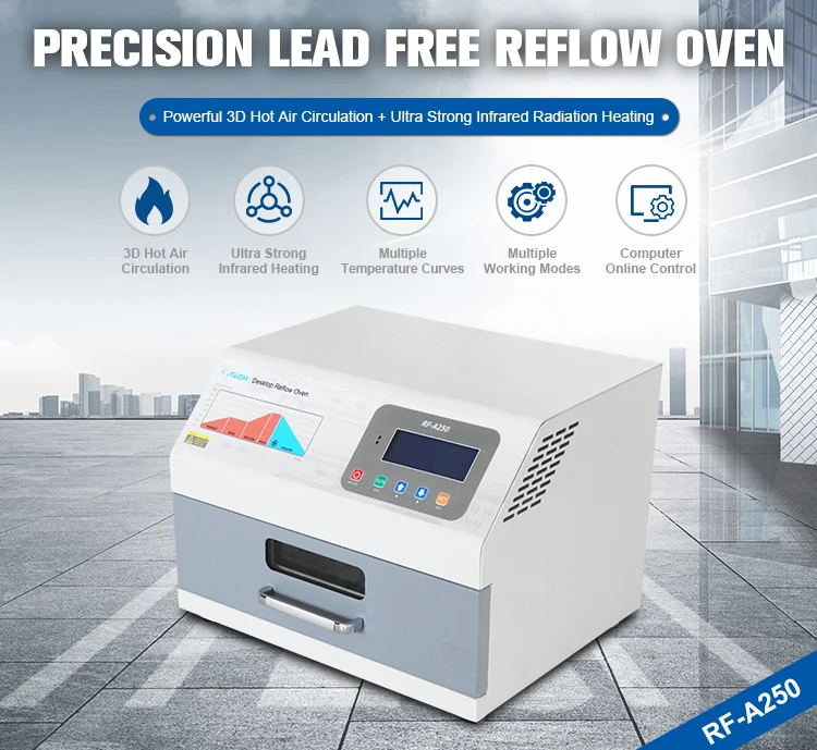 Rf-a250 Benchtop Low-cost Smt Reflow Oven Ic Infrared Hot Air Heating ...