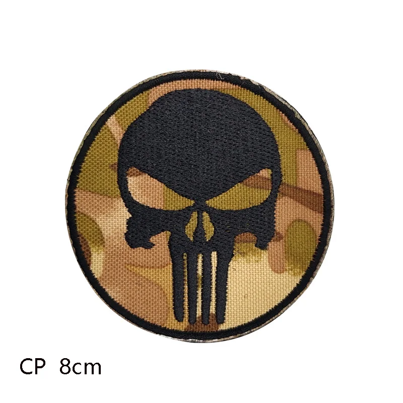 Round Punisher Skull Tactical Badge Embroidery Patches