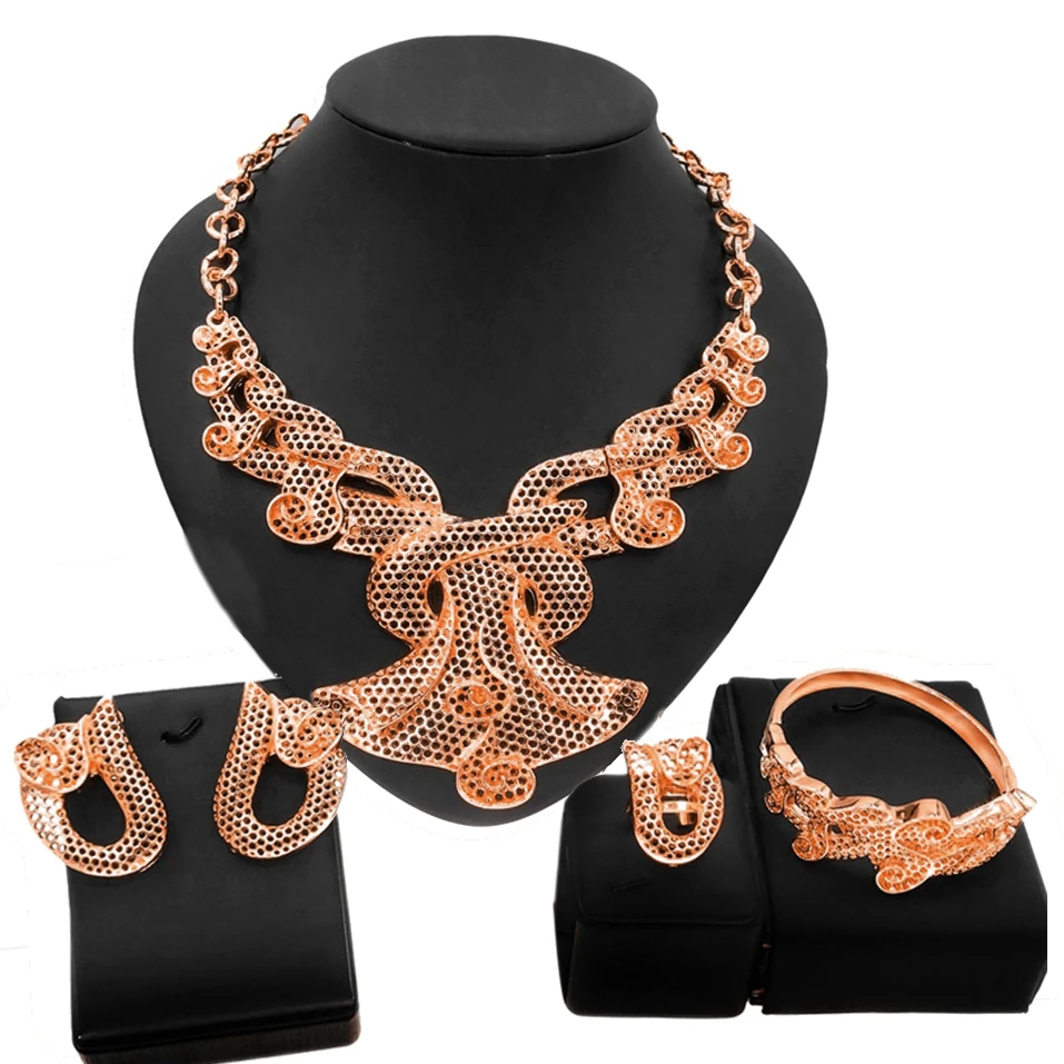 Zhuerrui Hollow Italian 24K Gold Electroplating Jewelry Set