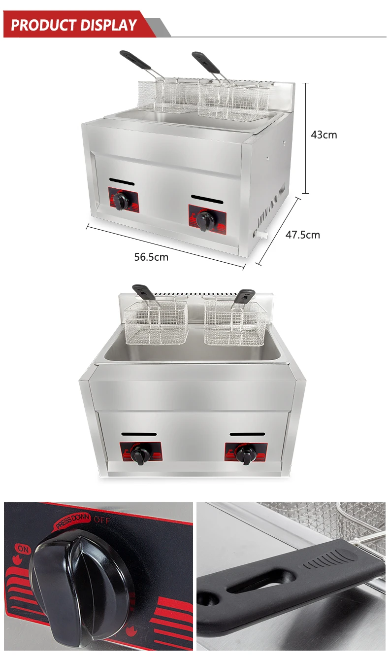 6L+6L Double Tank Gas Fryer - Long Service Life & Efficiency