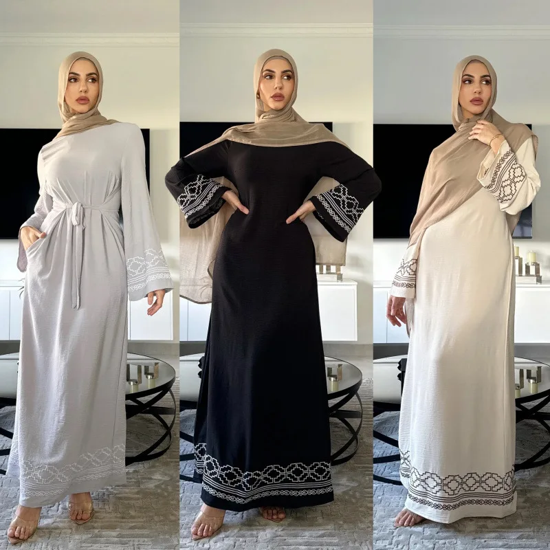 Dubai Arabic Eid Multi-purpose Islamic Abayas Pure Colors Silk Feeling ...