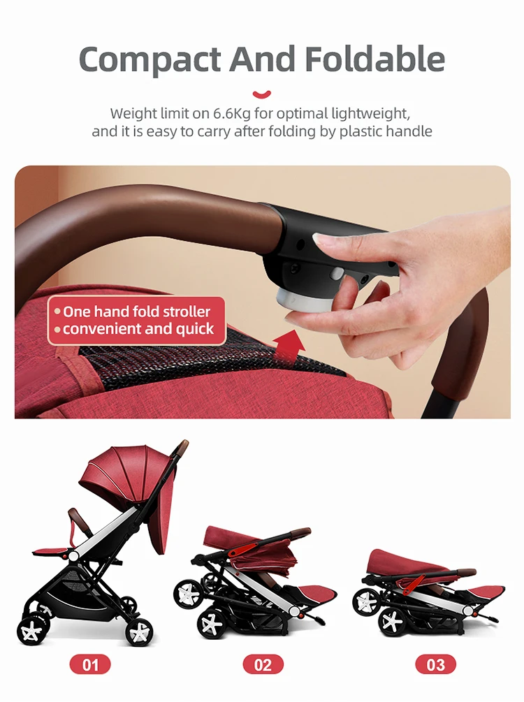 Cheap One-click Folding Baby Stroller Soft And Comfortable Fabric ...