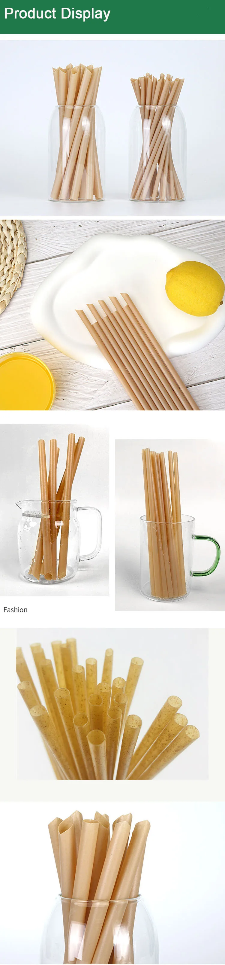 Custom Disposable Sugarcane Bagasse Straws - Compostable