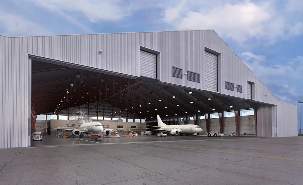 Modern Prefabricated Light Steel Frame Warehouse Steel Hangar Building ...