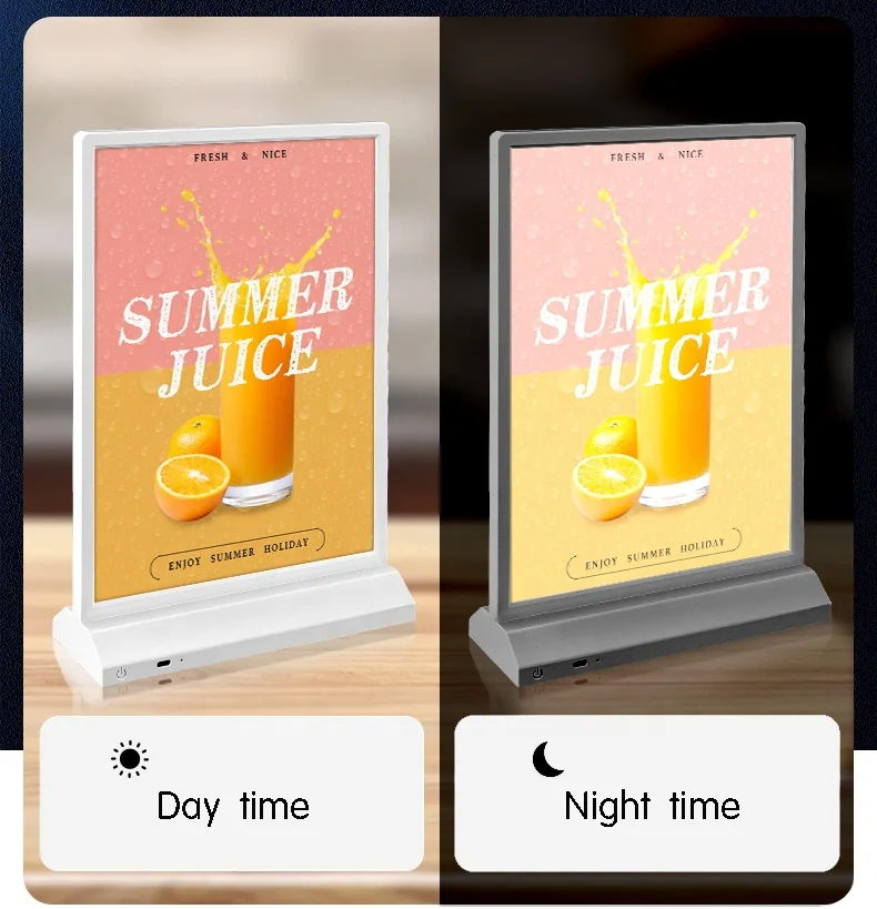 2 View Table Tent Menu LED Menu Board Rechargeable A4 BLACK