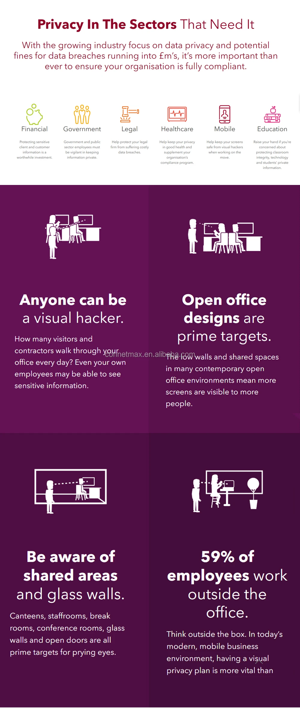 Anti-glare Black / Gold Laptop Privacy Filter Anti-spy Screen Protector ...