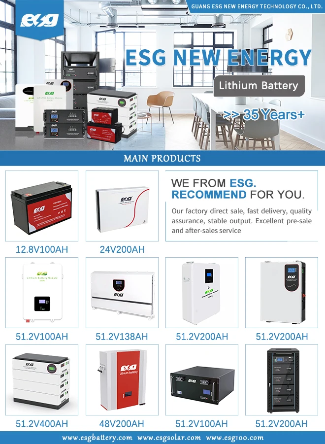 ESG 48V/51.2V 100ah/200ah/300AH Lithium Battery Pack 6000 Cycles 5kw ...