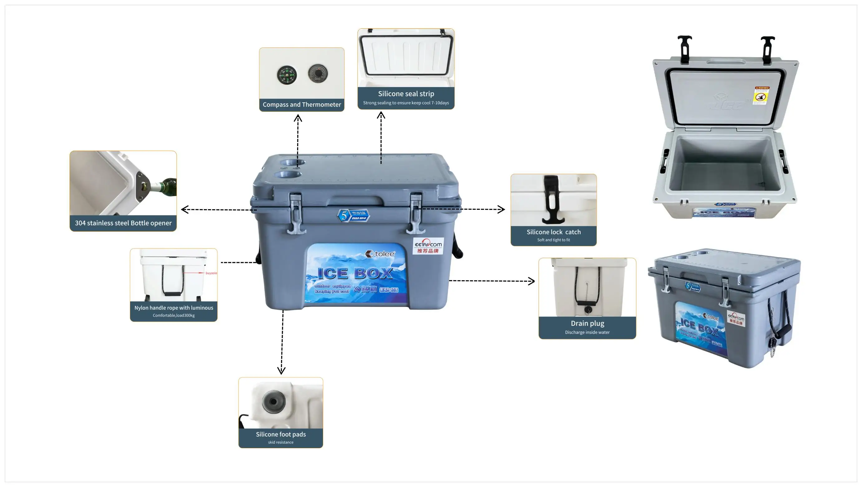Chest Cooler Box Tolee Design Outdoor 40lcold Ice Food Cartoon ...