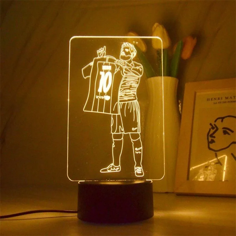 Football Soccer Player 3D Lamp Model Acrylic Panel 7 Colors Change LED ...