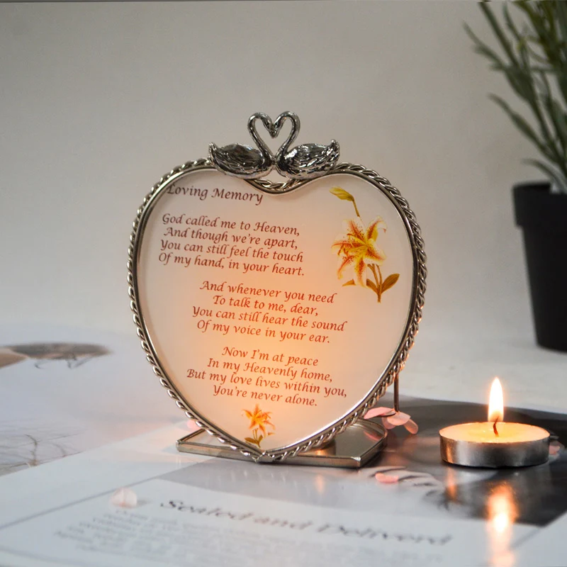 Loving Memory Votive Couple Swan Heart Tea Light Candle Holder ...