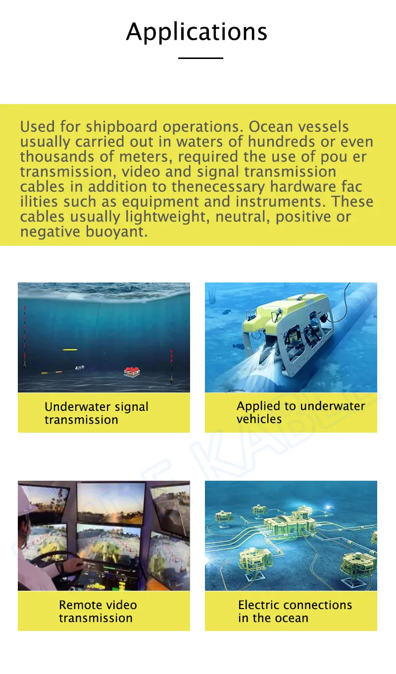 4 Twisted Pair UTP 8 Core 24AWG 26AWG Floating fathom ROV Tether Cable ...
