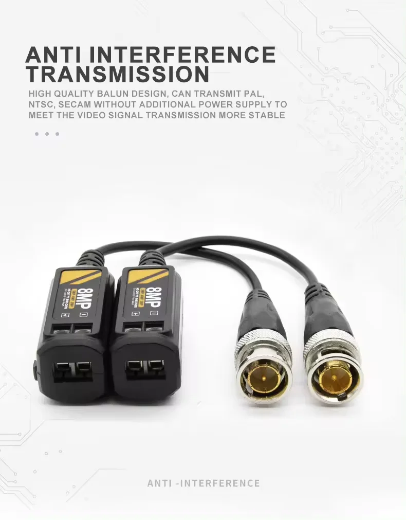 8mp Video Balun Passive Twisted Pair Transmitter Ahd/cvi/tvi Coaxial Analog Bnc To Network Cable ...
