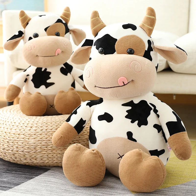 Cartoon Cow Plush Stuffed Animal Milk Cow Soft Huggable Doll Toys ...