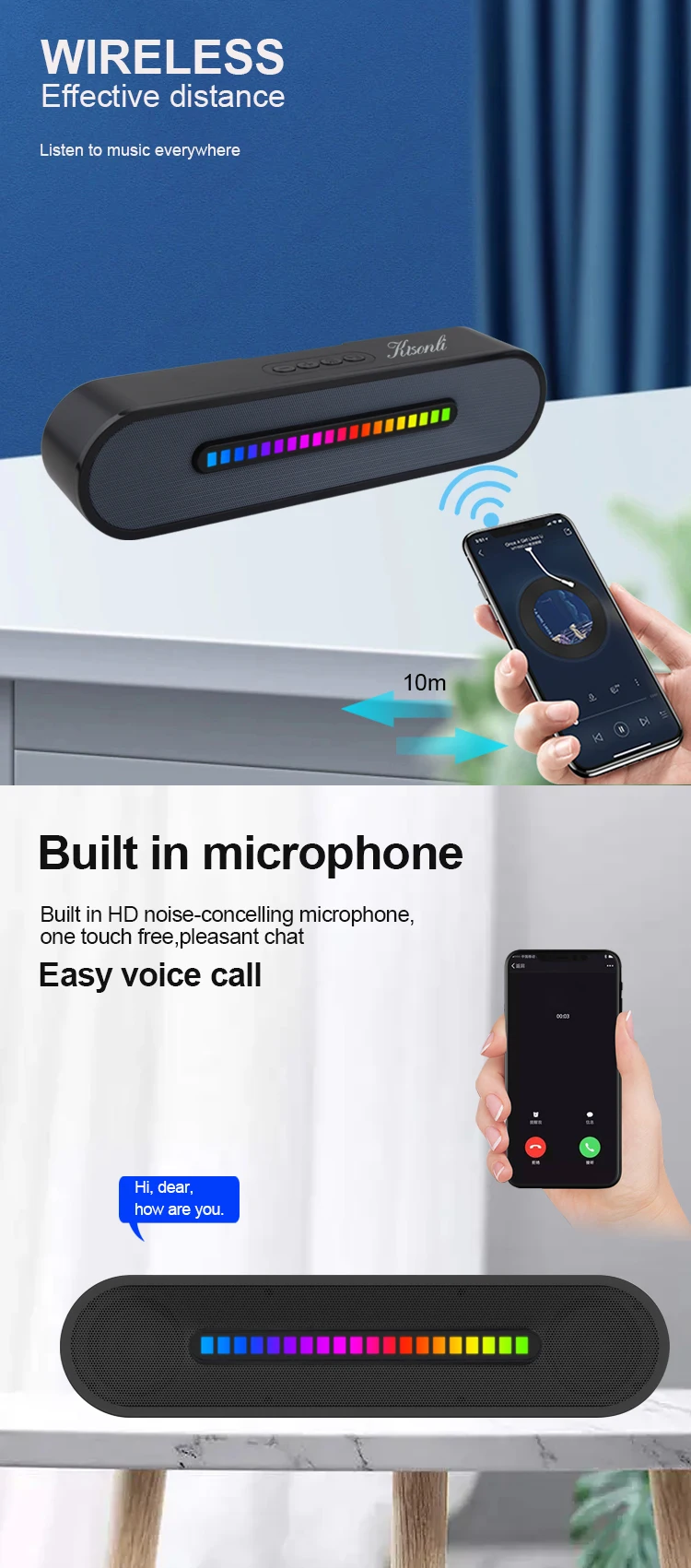 Kisonli LED-916 Sound Bar - Portable Party Speaker with Bluetooth