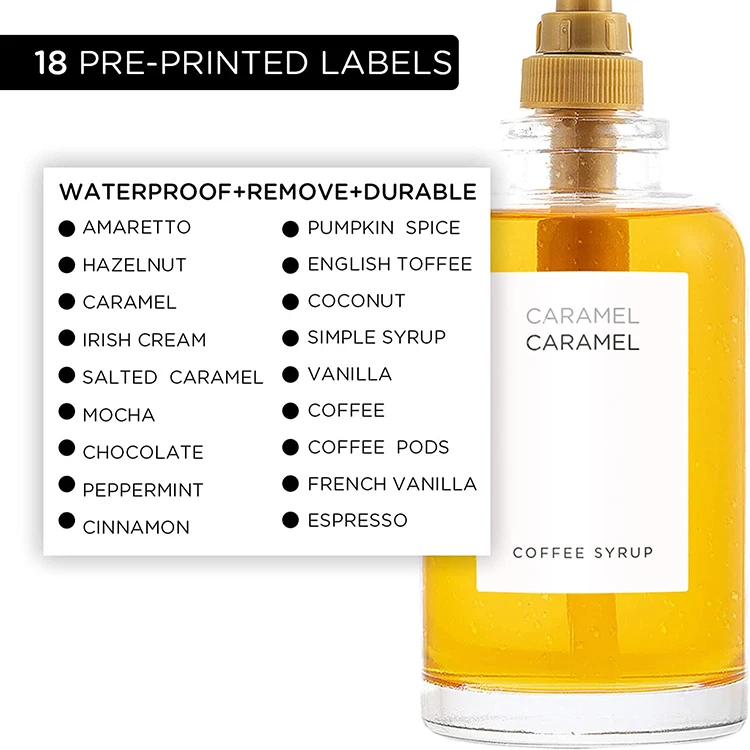 Luxury Kitchen Glass Syrup Dispenser with Golden Pump