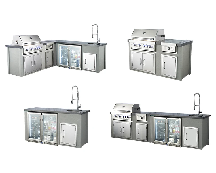 Modular Stainless Steel Outdoor Kitchen Set with BBQ Island and Cabinet ...