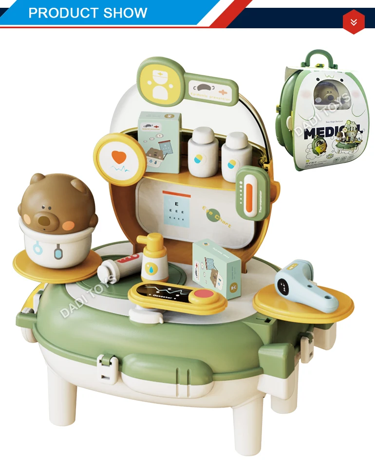 Cute Cartoon Bear Backpack Plastic Doctor Toys for Kids