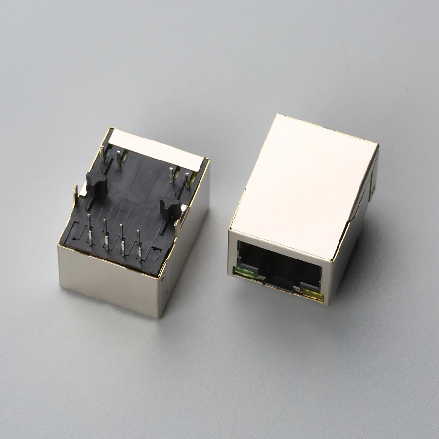 PCB RJ45 Female Socket Connector Port SMT With Transformer 100Base Tab-down 1x1 Port with LED ...