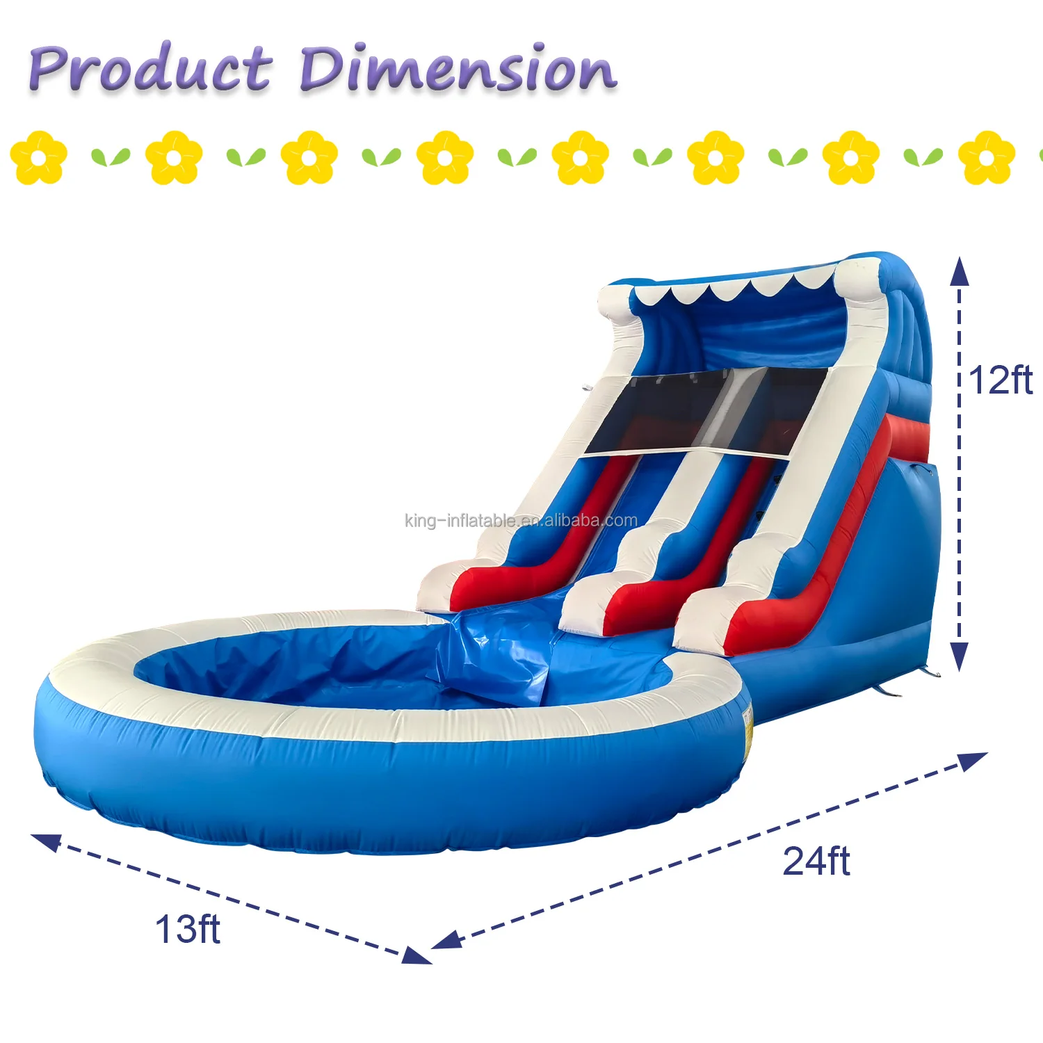 24x13x12FT Commercial Grade PVC Water Slide Inflatable Backyard Outdoor ...