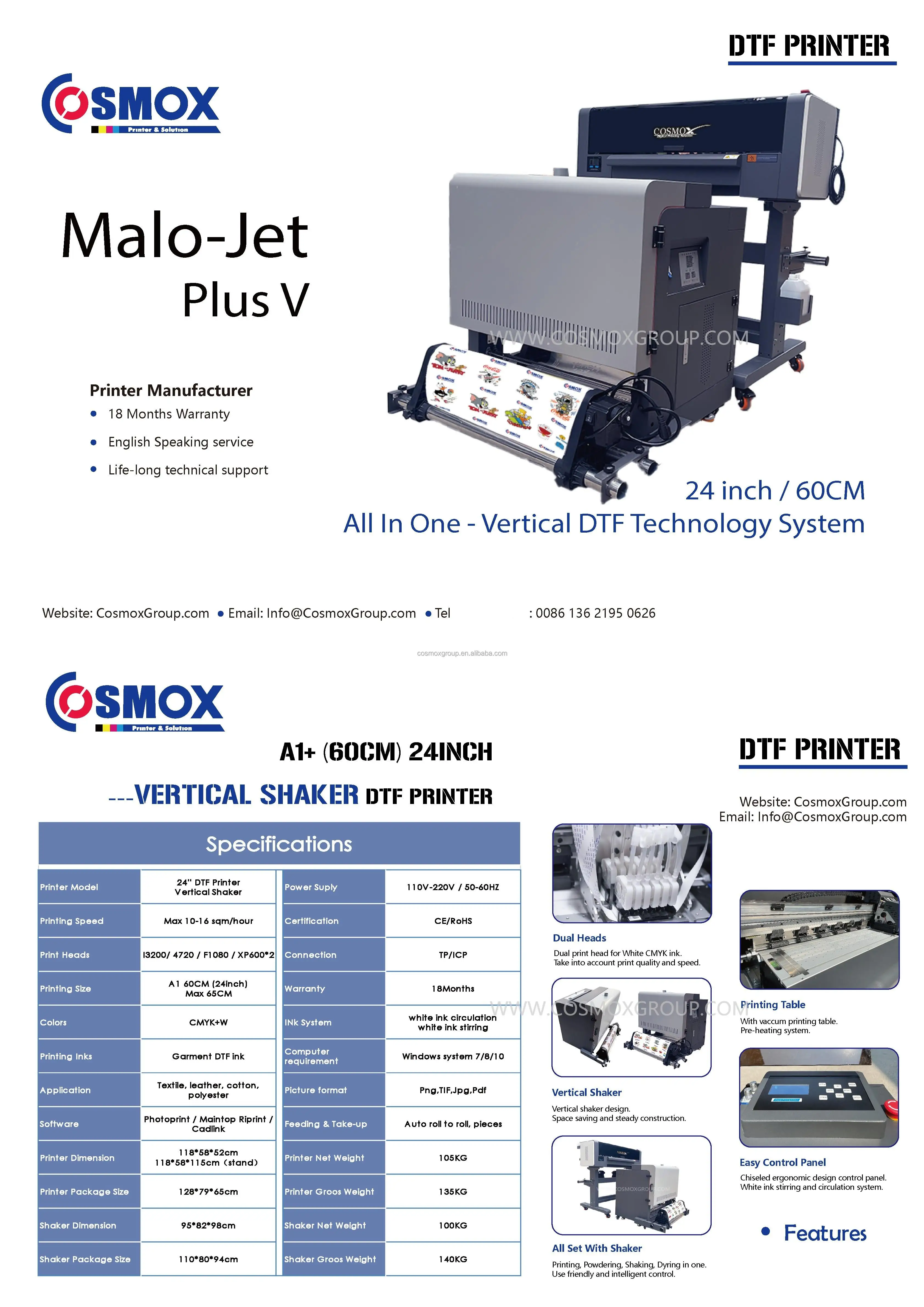 Cosmox DTF Printer 60cm - High-Speed Direct to Film Printing