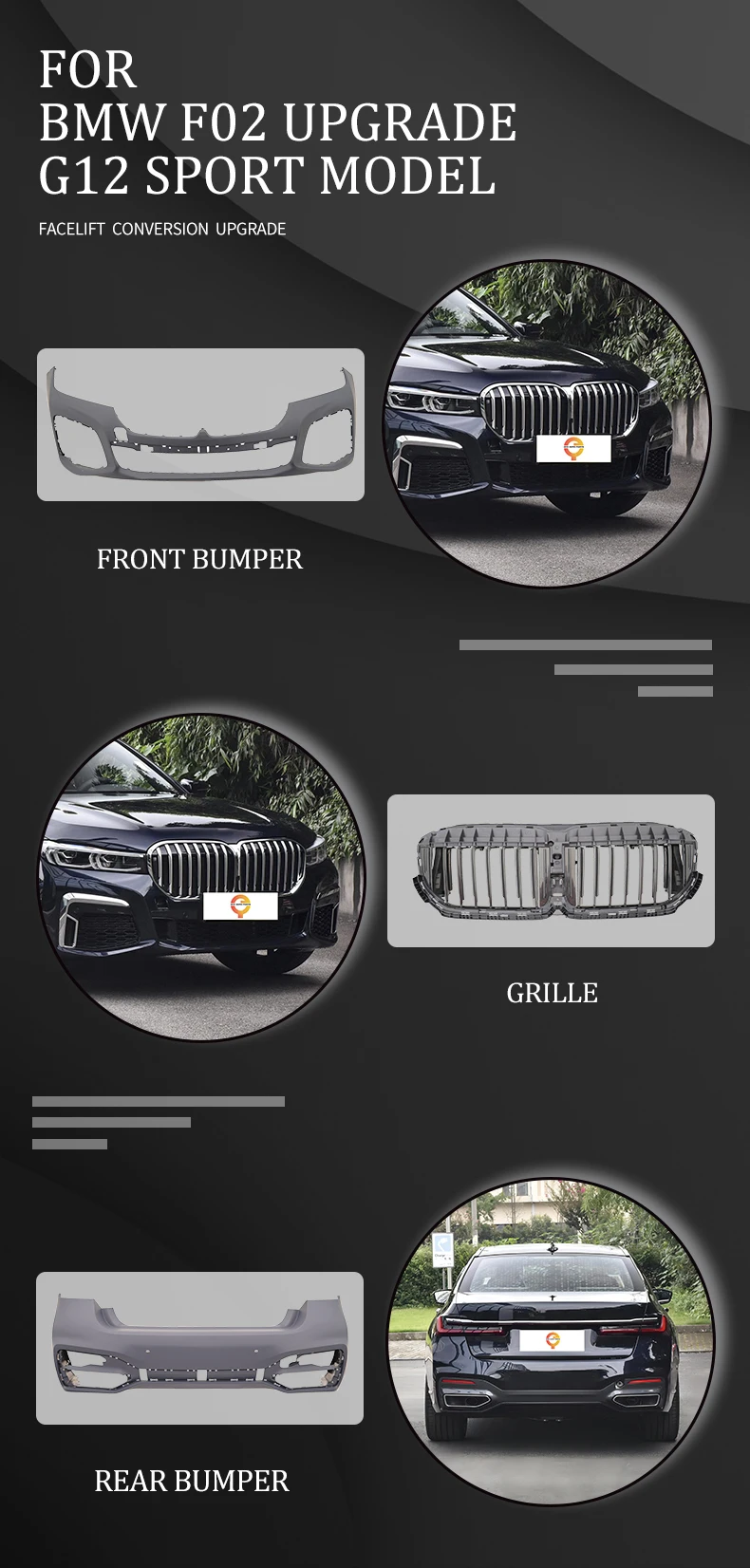 Conversion Kit BMW 7 Series F01 F02 Body Kit Upgrade to G12 Sport ...