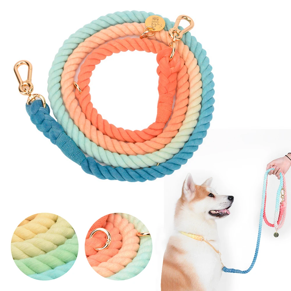 2023 New Colorful Candy Gradient Hand-dyed Rope Cotton Modern Pet Dog ...